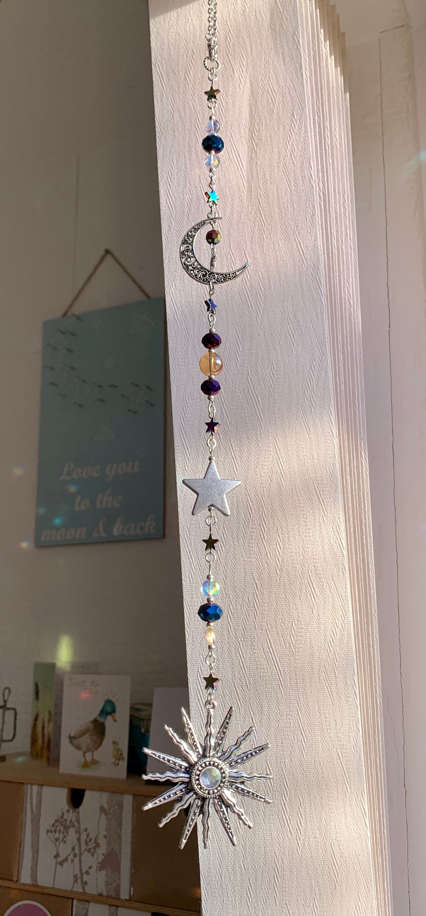 Handmade Sun Moon & Stars sunburst Hanging Charm Gift | Etsy UK