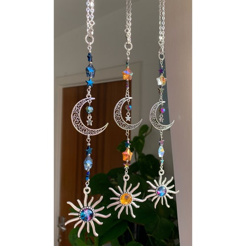 Aurora Borealis Sun Moon & Stars Suncatcher Hanging Charm - Etsy