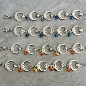 Crescent Moon Waist Chain Belt: Crystal Stars, Celestial Silver Fashion ...