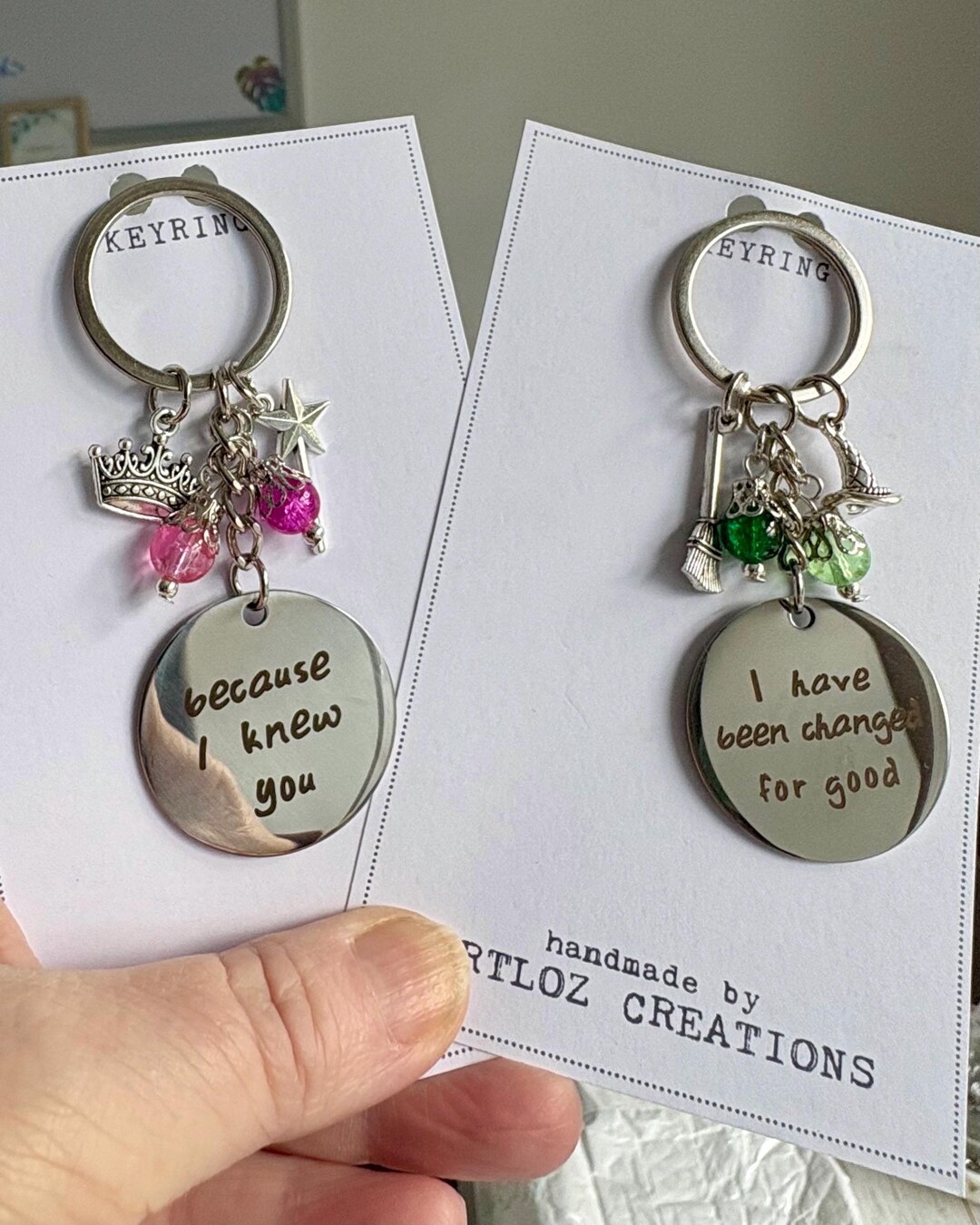 Set of 2 X Wicked Inspired Keyrings ‘because I Knew You I Have Been ...