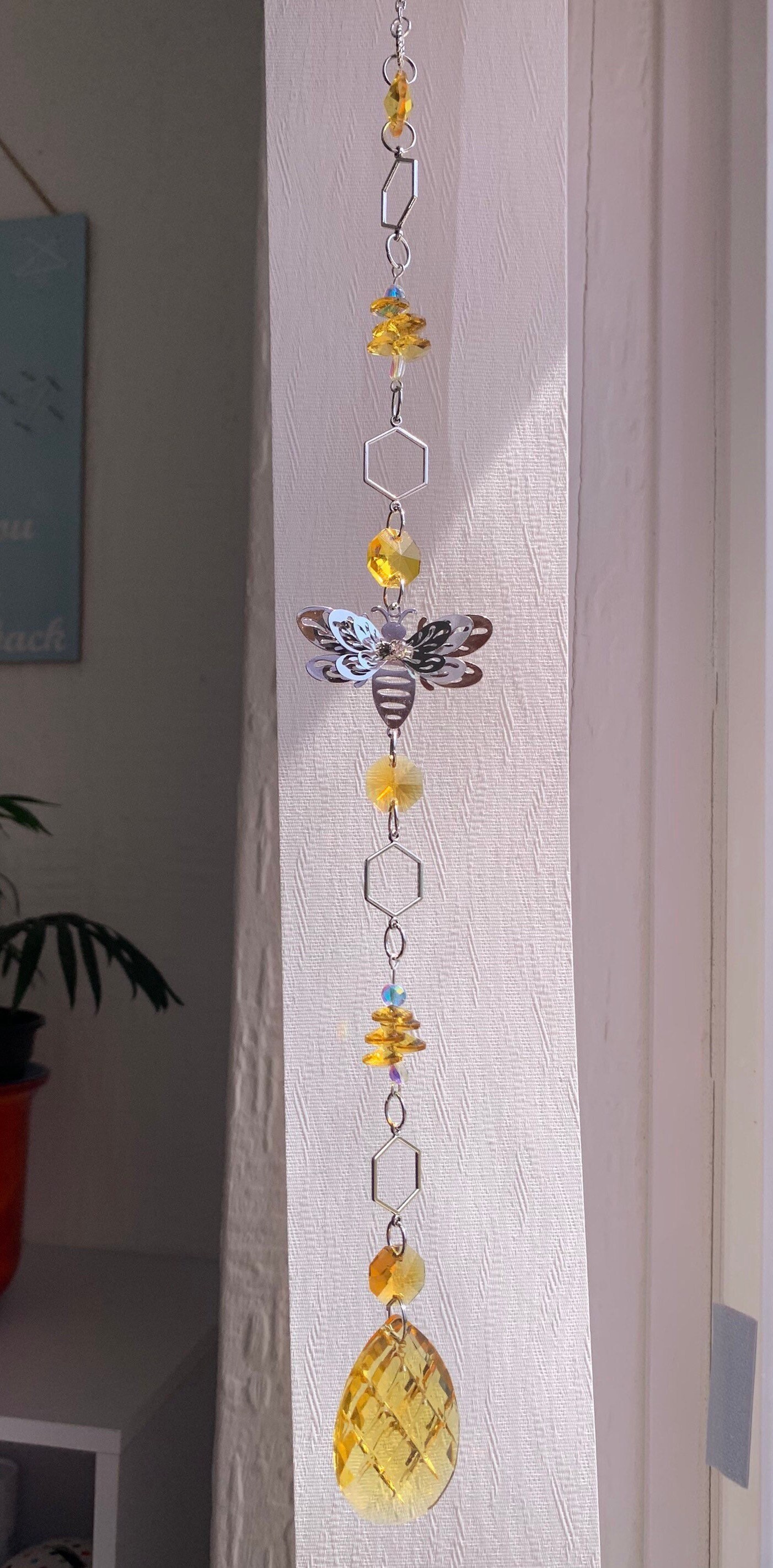 Honey Bee style 1 3D Bee Sun-catcher With Honeycomb Tibetan - Etsy UK