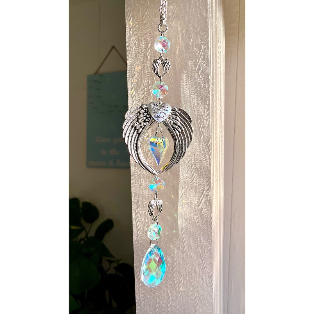 Angel Wings Crystal Suncatcher: Heart Prism Window Charm - Etsy UK