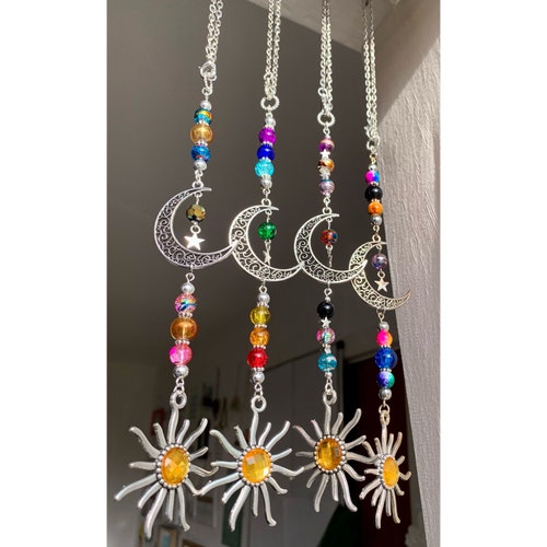 Aurora Borealis Sun Moon & Stars Suncatcher Hanging Charm - Etsy