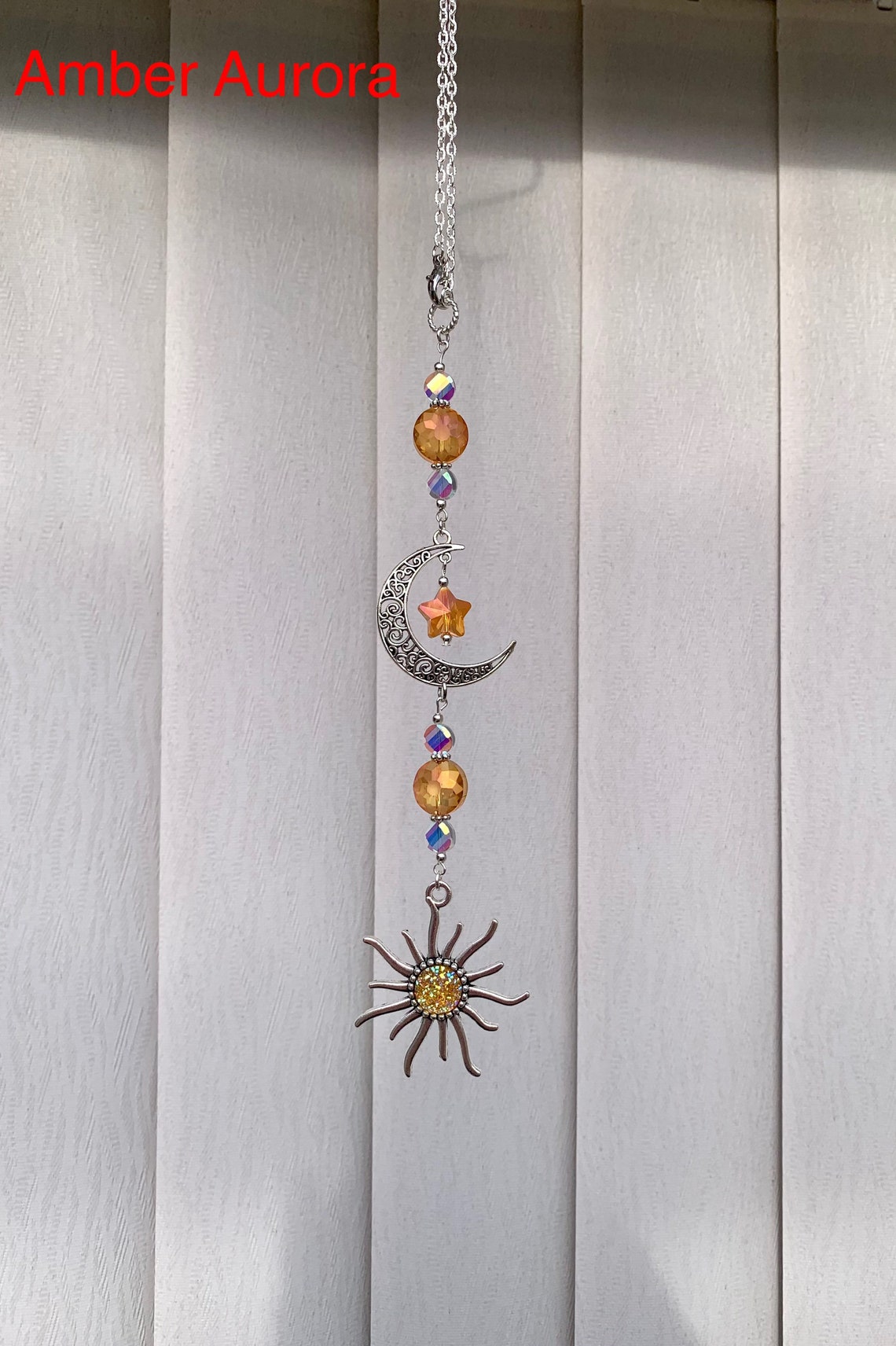 Aurora Borealis Sun Moon & Stars Suncatcher Hanging Charm | Etsy
