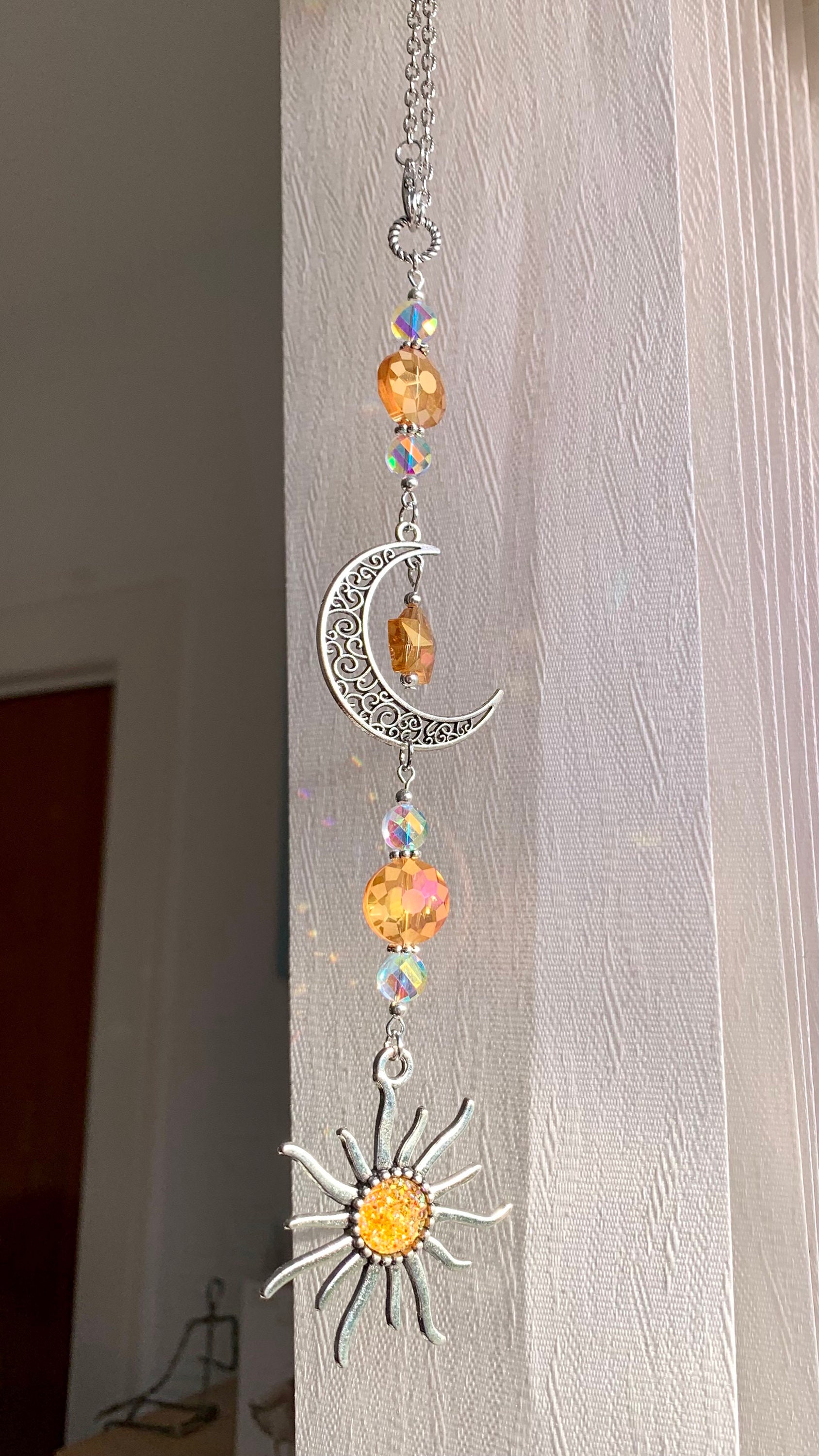 Aurora Borealis Sun Moon & Stars Suncatcher Hanging Charm - Etsy UK