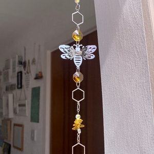 Honey Bee (style 1) 3D Bee Sun-catcher With Honeycomb Tibetan Charms ...