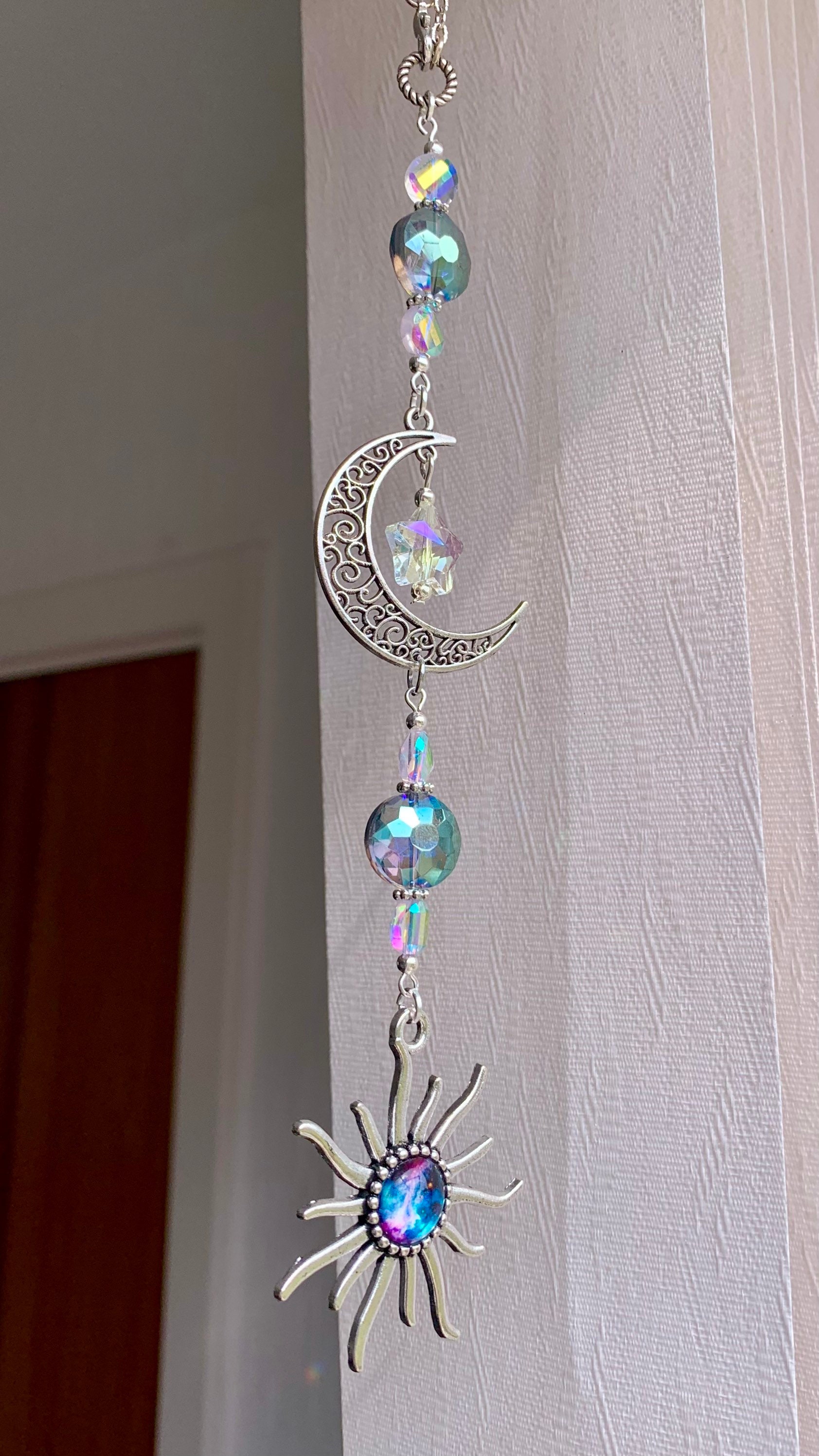 Aurora Borealis Sun Moon & Stars Suncatcher Hanging Charm - Etsy UK