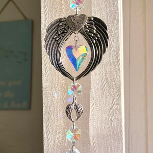Angel Wings Crystal Suncatcher: Heart Prism Window Charm - Etsy UK