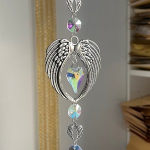 Angel Wings Crystal Suncatcher: Heart Prism Window Charm - Etsy UK