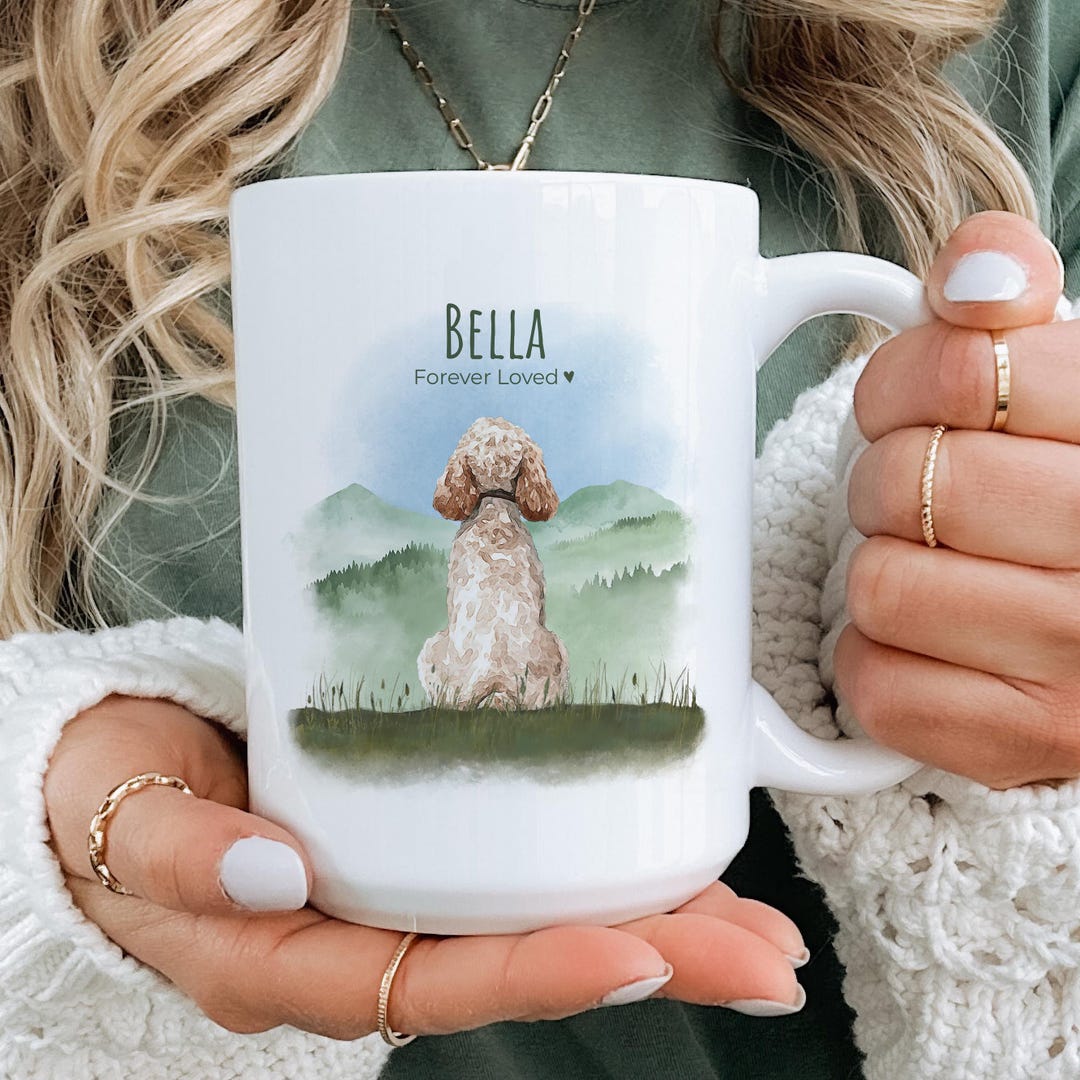 Custom Poodle Mug: Watercolor Poodle Cup, Personalized Dog Name Mug ...