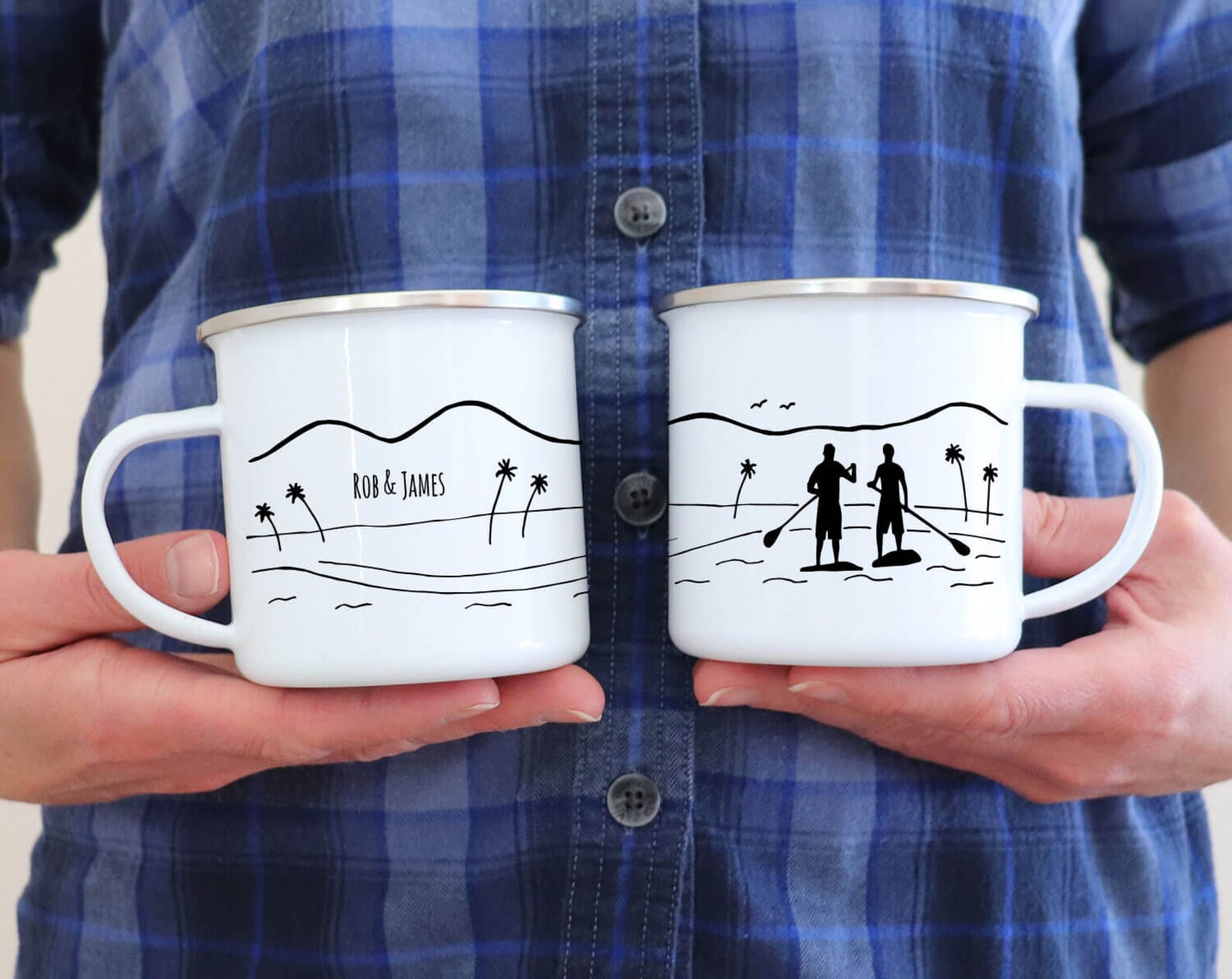 Paddle Board Custom Name Mug, SUP Couple Beach Themed Decor, Best ...