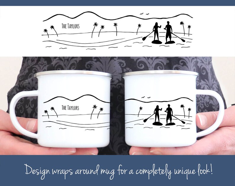 Paddle Board Custom Name Mug, SUP Couple Beach Themed Decor, Best ...