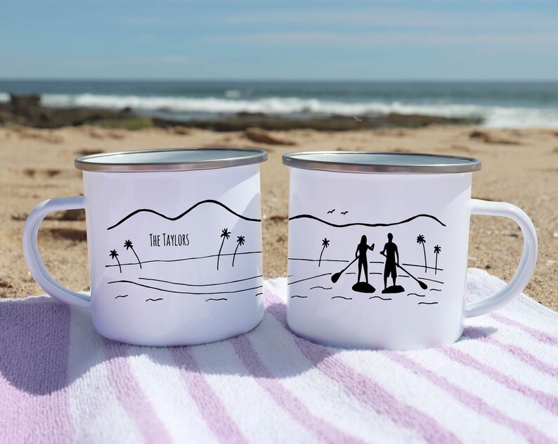 Paddle Board Custom Name Mug, SUP Couple Beach Themed Decor, Best ...