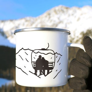 Snowboarding Gifts Adventure Mug, Couple Camping Gear Custom Enamel Mug ...