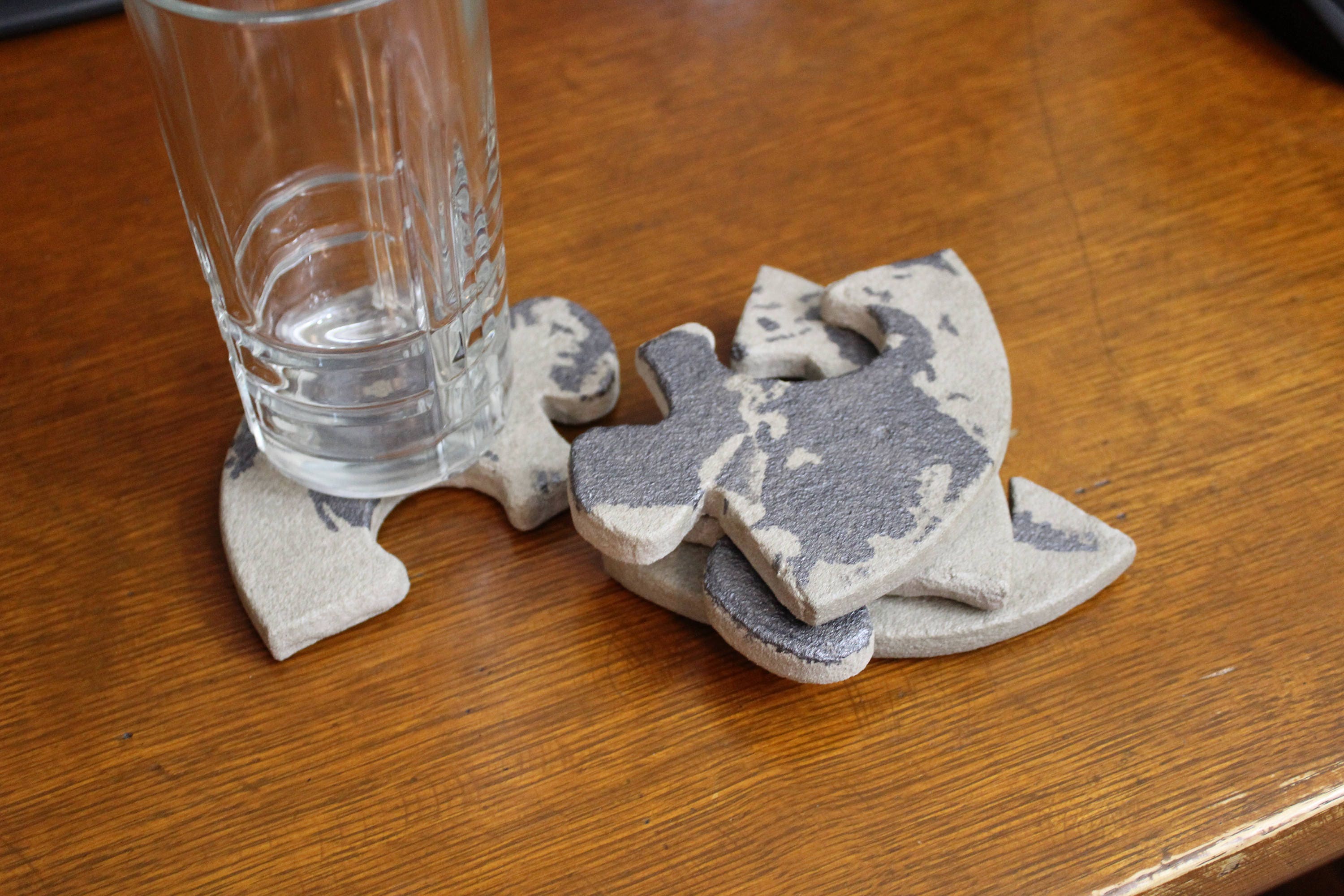 World Map Concrete Puzzle Coaster Set of 4, Puzzle Piece, Map, Globe ...