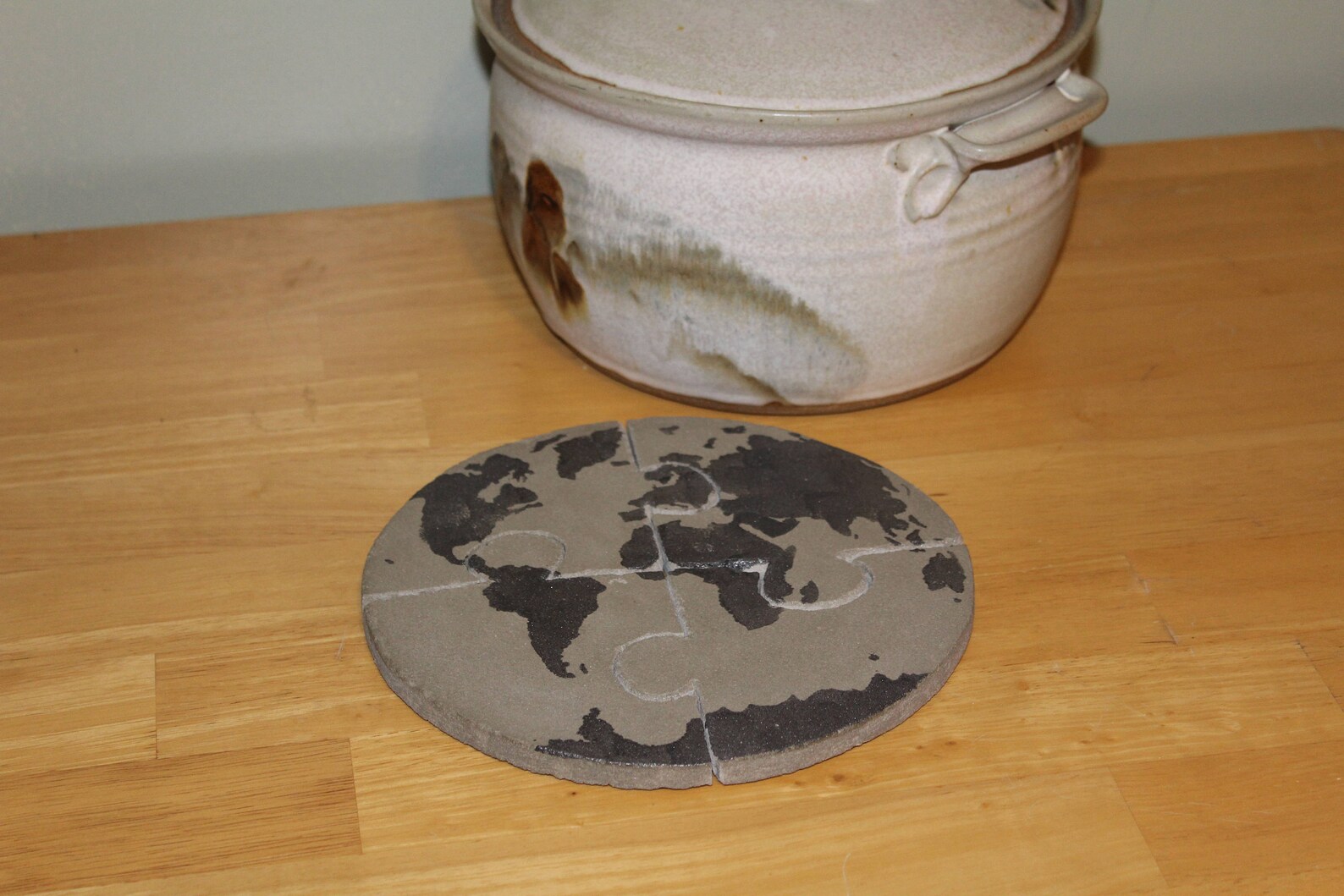 World Map Concrete Puzzle Coaster Set of 4, Puzzle Piece, Map, Globe ...