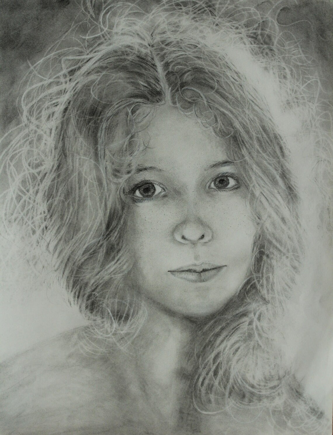 Grayscale Custom Portrait in Realistic Style, Black and White, Charcoal ...