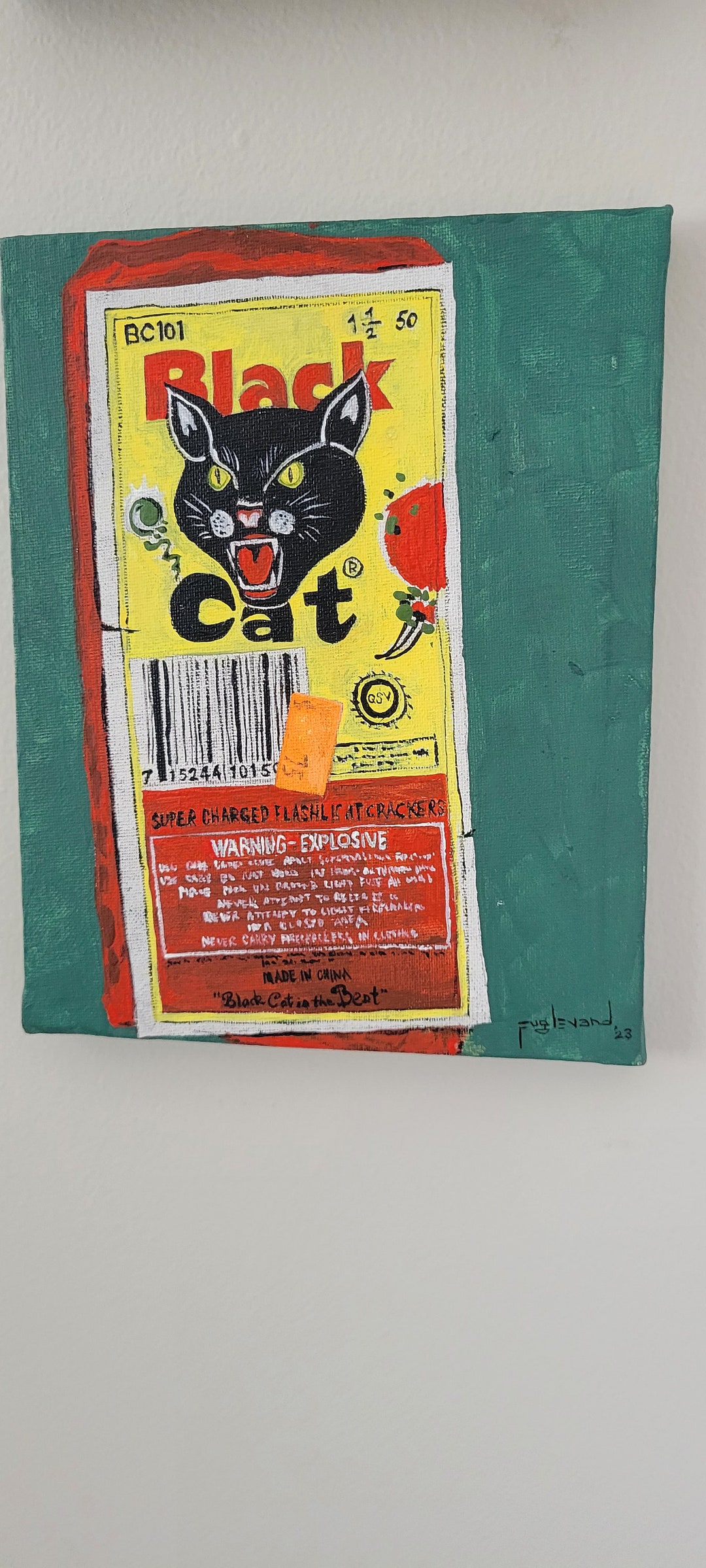 Black Cat Firecrackers Painting - Etsy