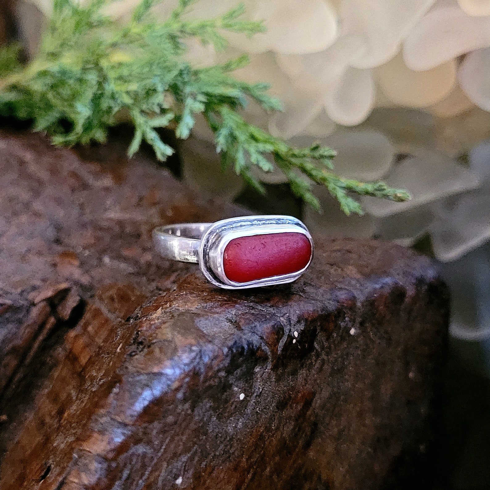 Minimalistic Red Davenport Cane Rod Seaglass Sea Glass Stackable ...