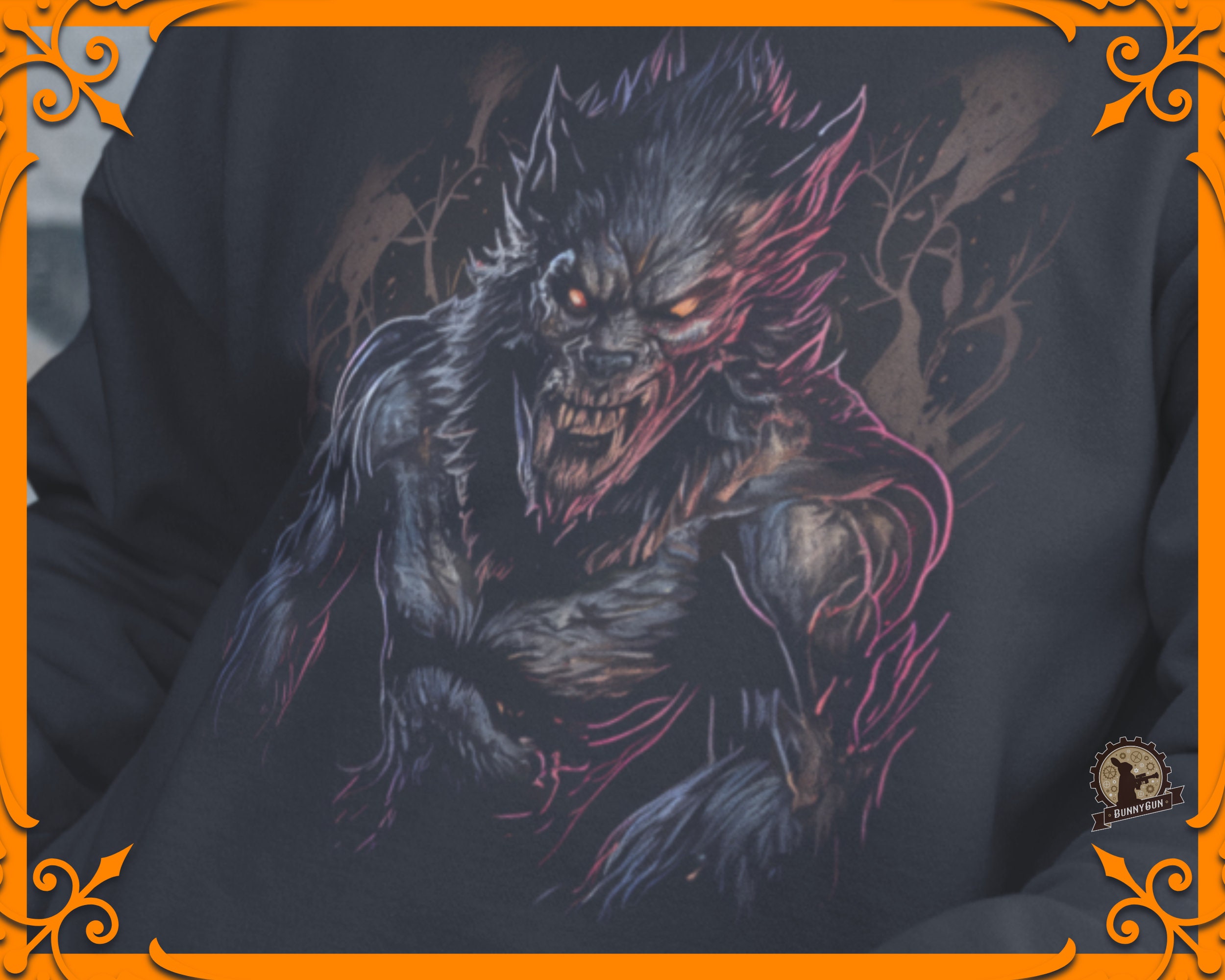 Werewolf Monster Sweat Shirt - Black Halloween Sweatshirt for Gothic ...