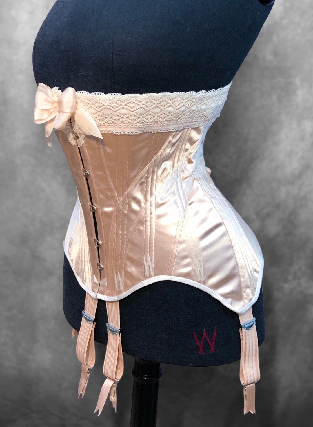 Handmade Edwardian S Bend Corset: Vintage Peach Satin, Silk Floss - Etsy