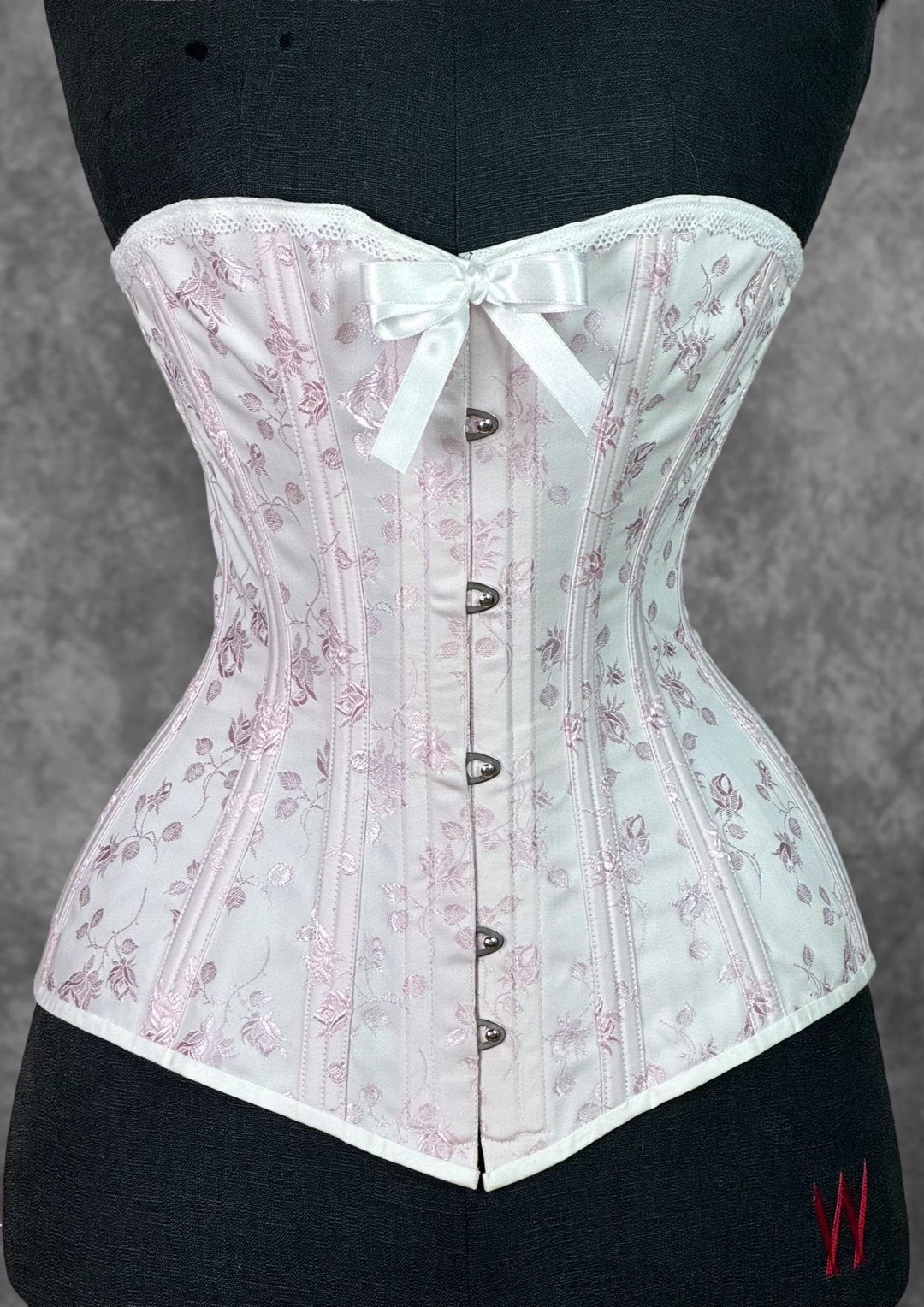 Handcrafted Pink Victorian Era Mid Bust Corset, Historically Accurate ...