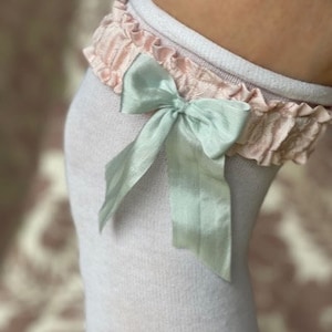 Silk Garters With Vintage Ribbon, Set of Two 1920's Style Garters, Pale ...