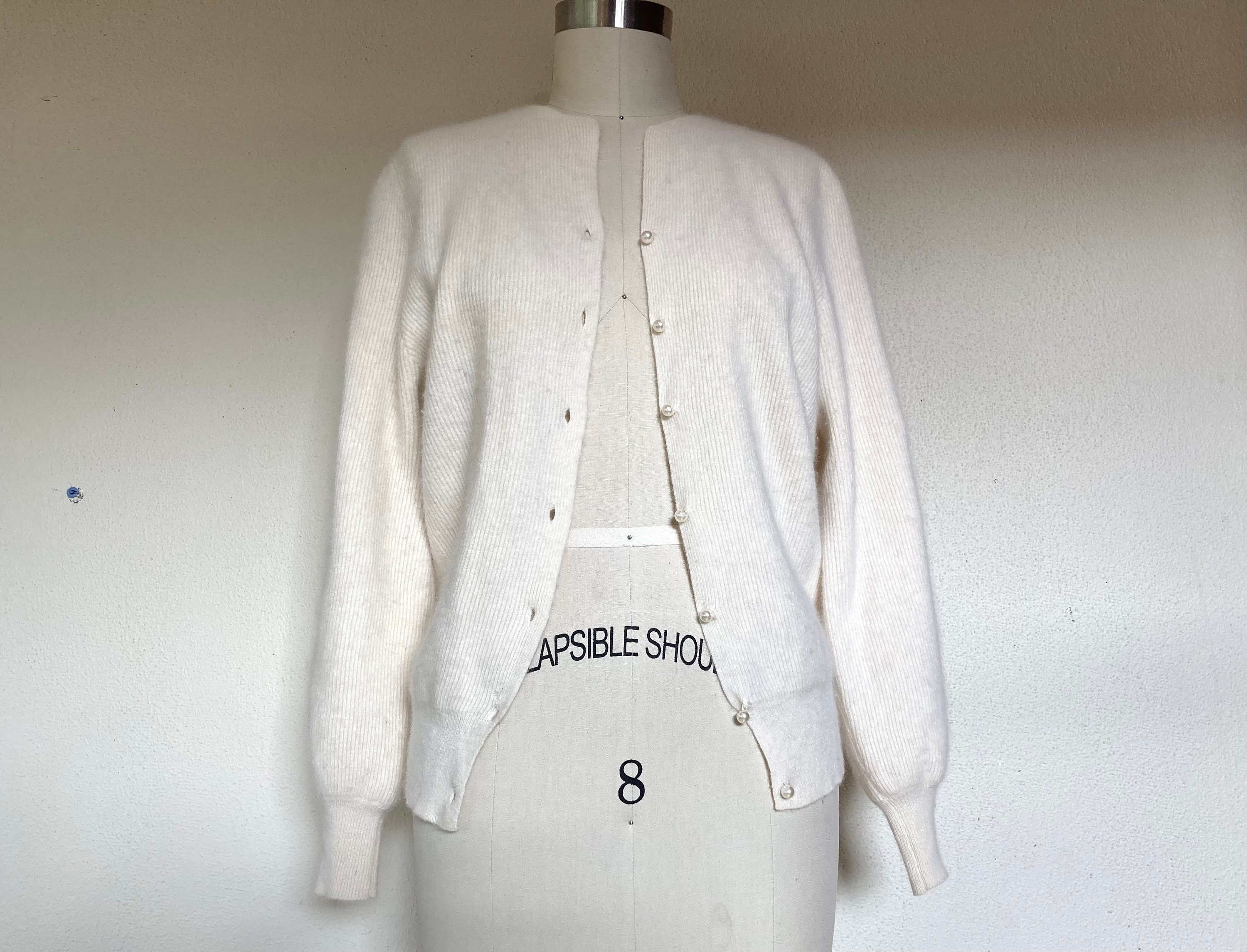 1980s Cream Angora Blend Cardigan Sweater - Etsy