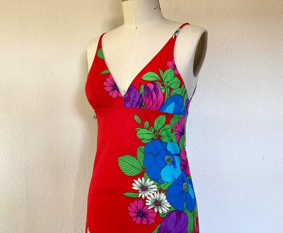 1960s Sheer Red Floral Nightgown Gem