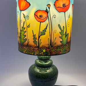 Poppy Lampshade for Table Lamp Base. Hand Silk Painted. Original 360 ...