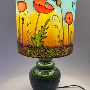 Poppy Lampshade for Table Lamp Base. Hand Silk Painted. Original 360 ...