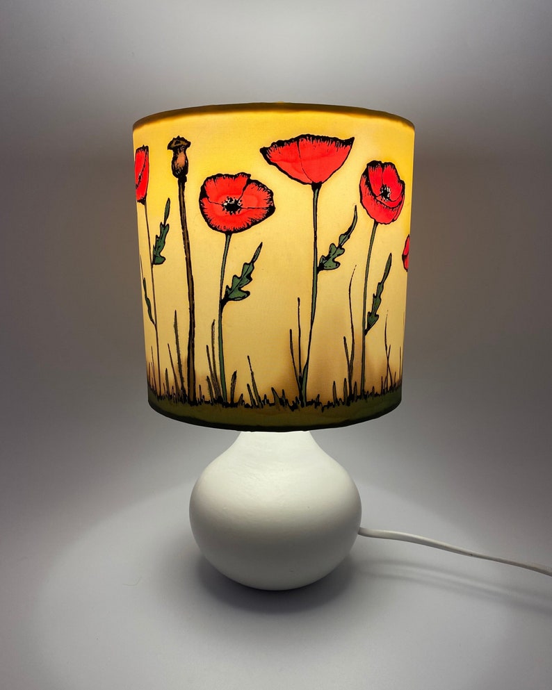 Poppy Lampshade for Table Lamp Base. Hand Silk Painted. - Etsy