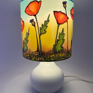 Poppy Lampshade for Table Lamp Base. Hand Silk Painted. Original 360 ...