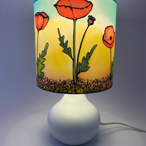 Poppy Lampshade for Table Lamp Base. Hand Silk Painted. Original 360 ...