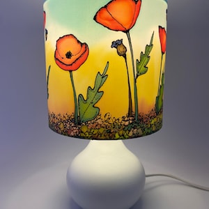 Poppy Lampshade for Table Lamp Base. Hand Silk Painted. Original 360 ...