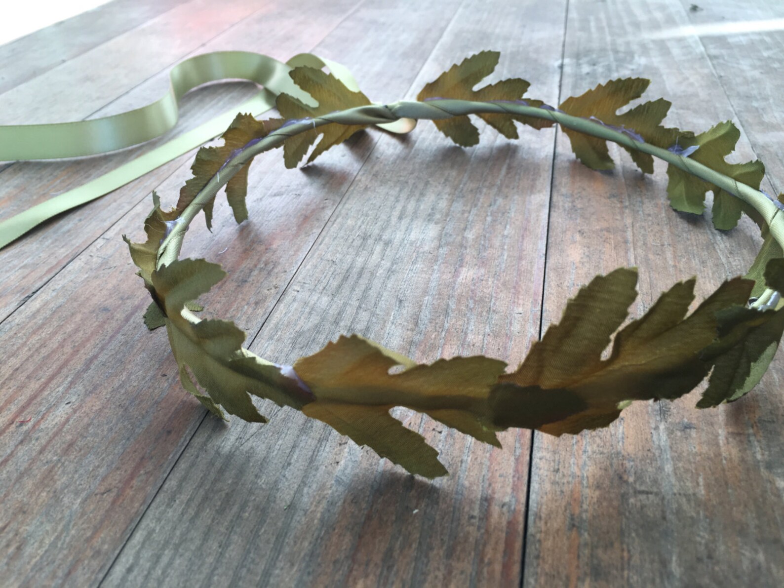 Grecian Olive Green Oak Leaf Crown | Etsy
