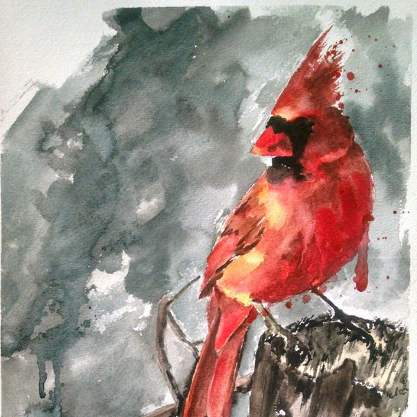 Red Bird Painting - Etsy