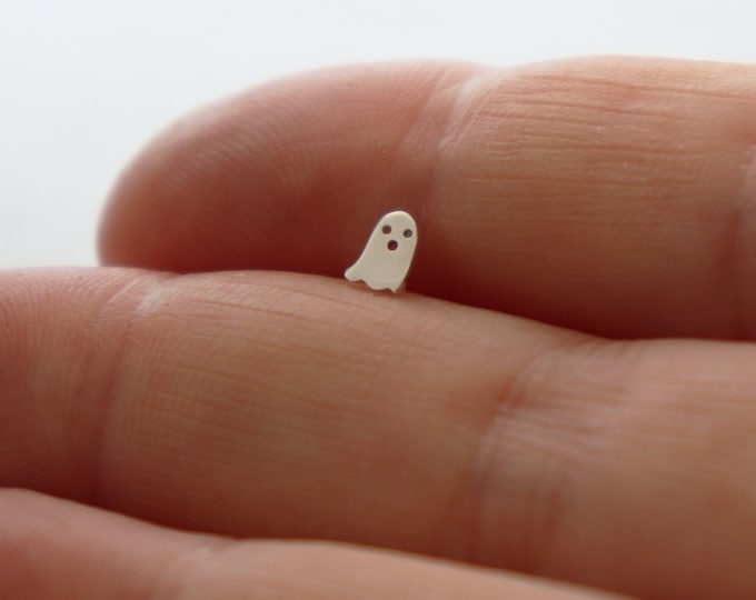 Ghost V.2 Hand Cut Sterling Silver Nose Stud. Ghost Lover Halloween ...