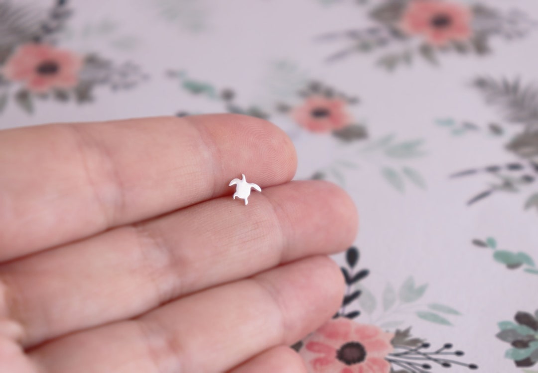 Tiny Baby Sea Turtle Tragus /helix Cartilage Earring • 16g • Sterling ...