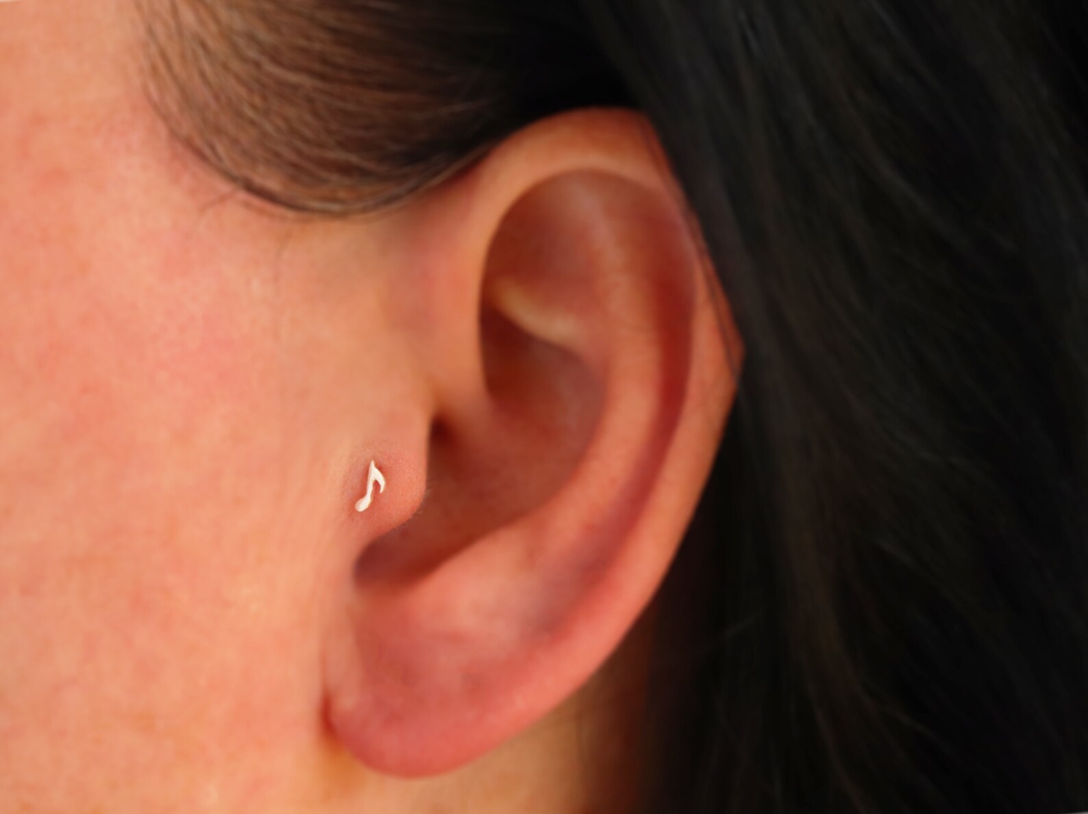 Mini Music Note Tragus 16 Gauge Tragus Stud in Sterling | Etsy