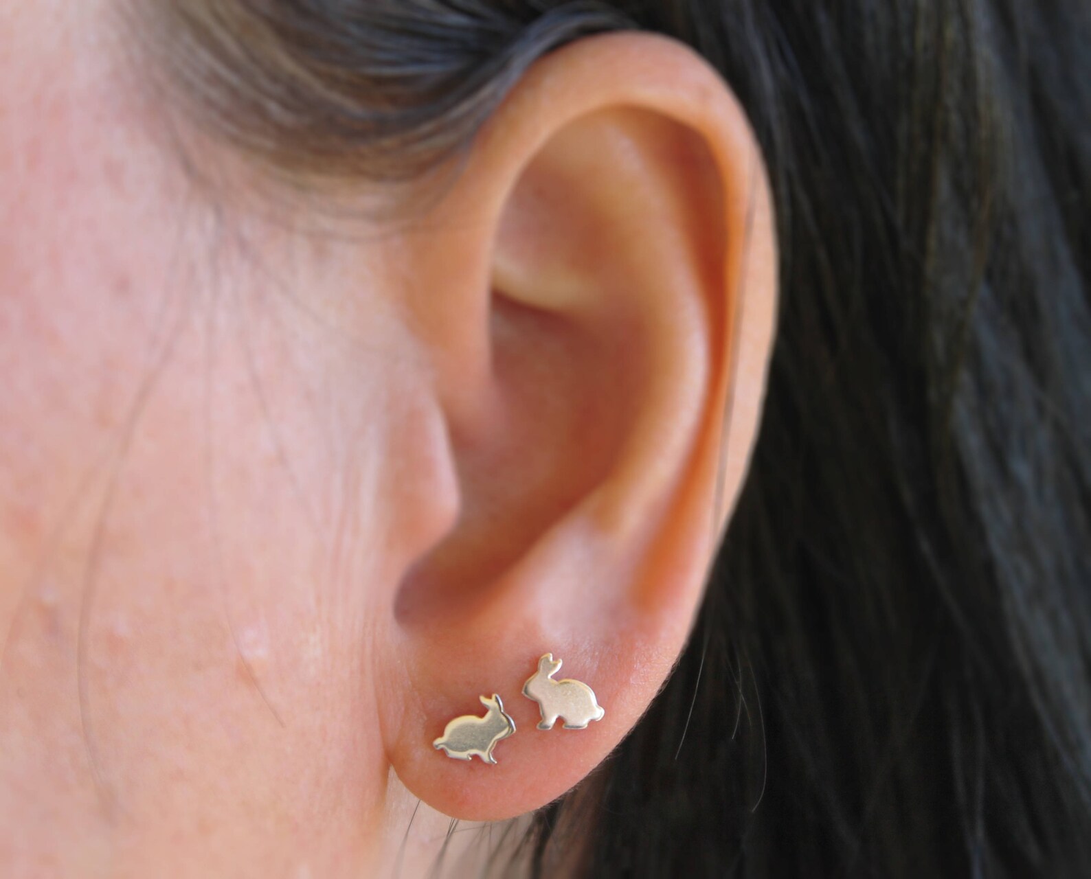 Easter Bunny Stud Earrings Sterling Silver Handcrafted Bunny | Etsy