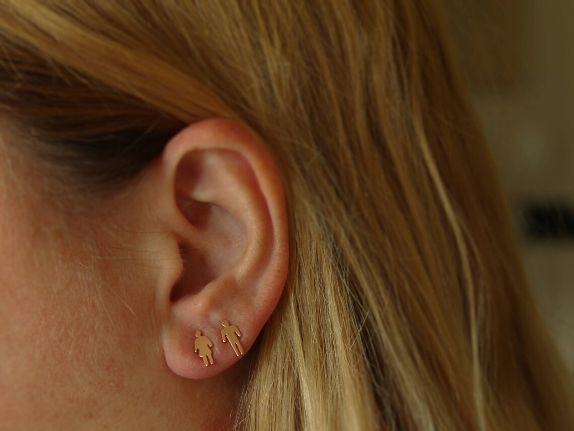 People Studs Copper Human Earrings Handmade Female Male - Etsy Australia