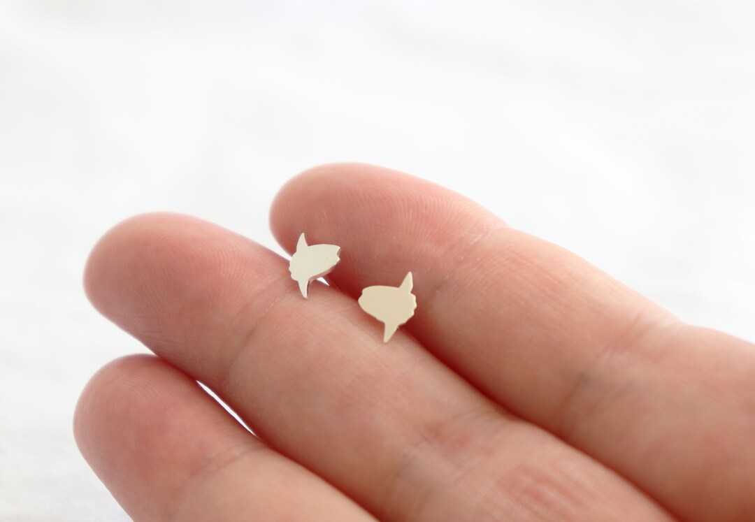 Sunfish Silhouette Stud Earrings • Sterling Silver • Handmade • Mola ...
