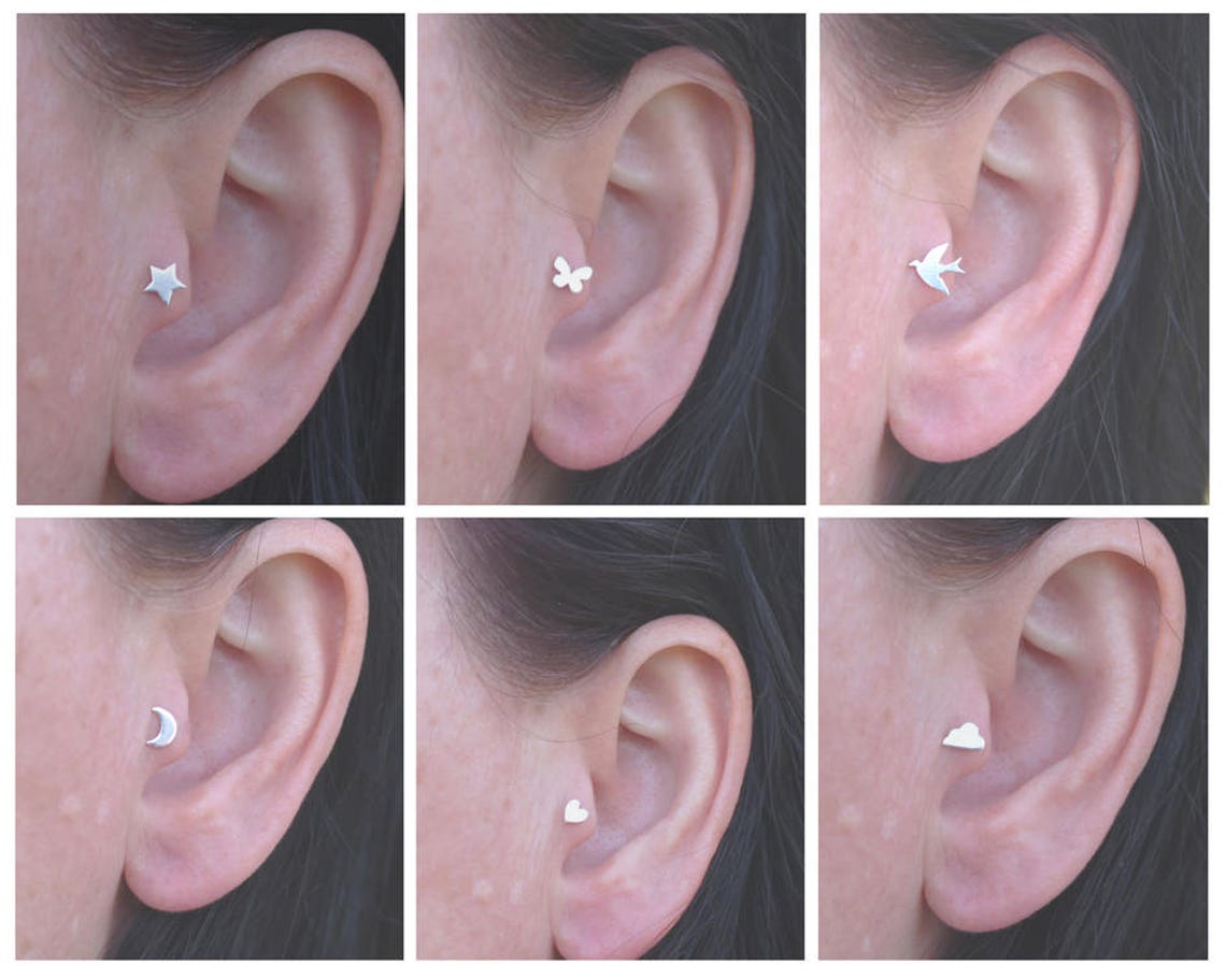 Tragus / Labret Studs Sterling Silver Handmade Cartilage - Etsy