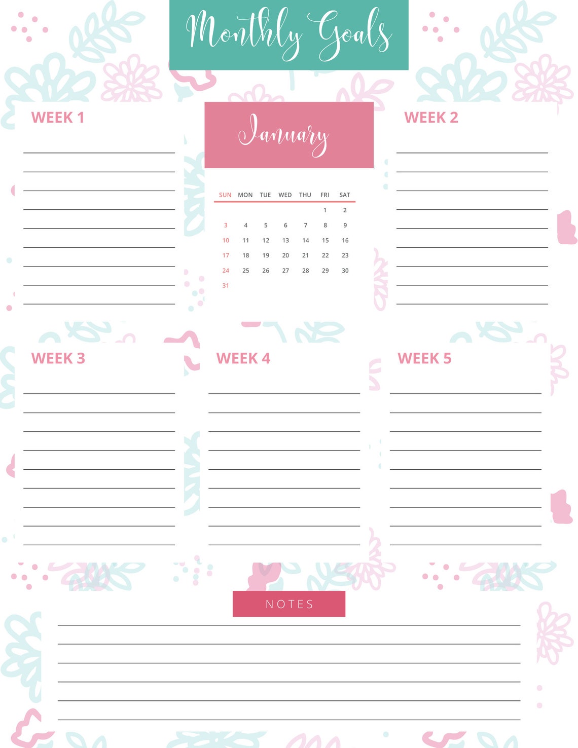 2021 Yearly Planner Printable Yearly Planner Planner - Etsy