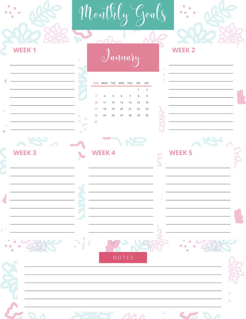 2021 Yearly Planner Printable Yearly Planner Planner - Etsy