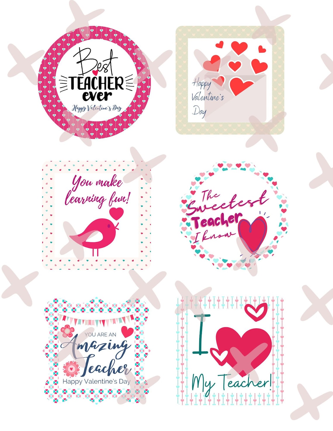 Valentine's Day Teacher Cards Printables, Printable Teacher Cards ...
