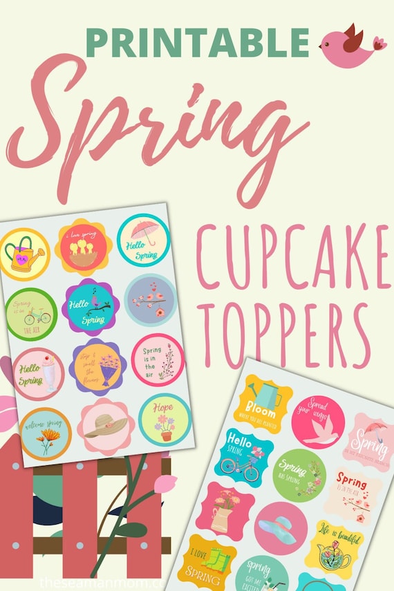 Printable Spring Cupcake Toppers Cupcake Toppers to Print | Etsy