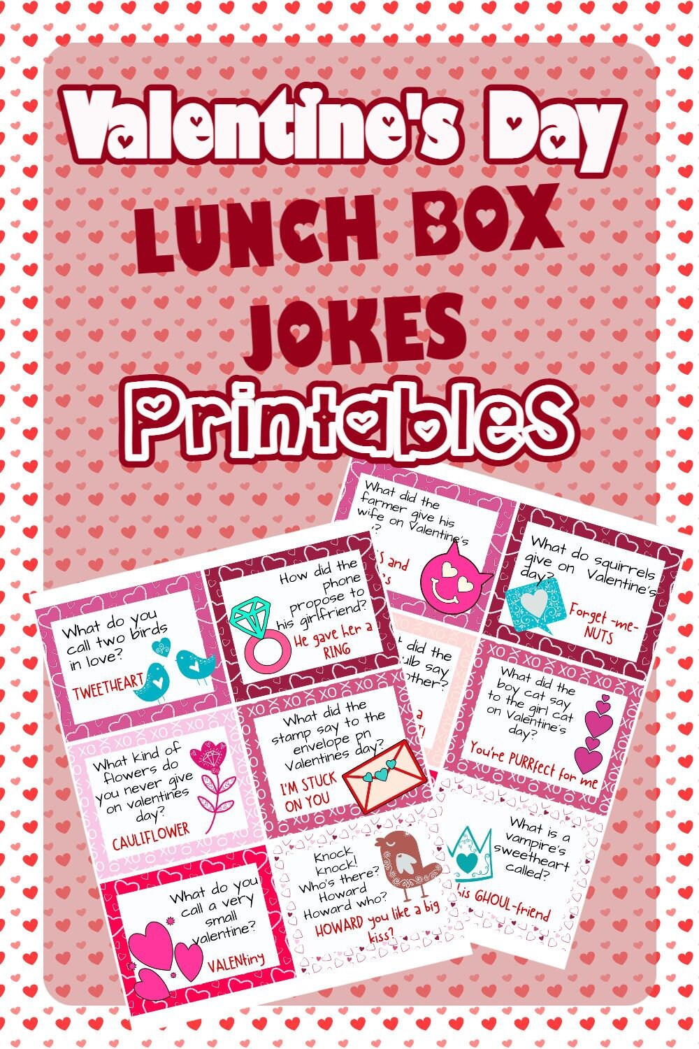 Valentine's Day Lunch Box Jokes Printables, Valentine Printables, Lunch ...