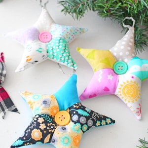 Patchwork Star Ornaments Sewing Pattern, Patchwork Stars, Star ...